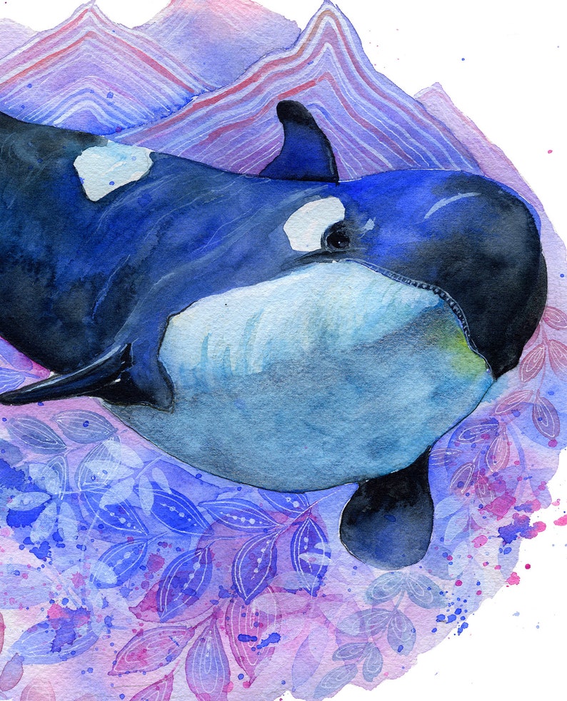 Orca - Killer Whale - Art Print - Colourful Sea Creature - Wildlife ...