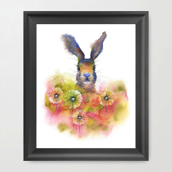 Peekaboo Cute Bunny Art Print Watercolor Rabbit Painting Peter ...