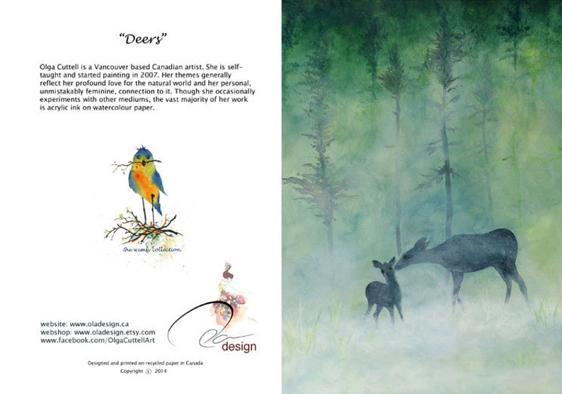 Greeting Card - DEER - Baby Shower Mother's Day Doe Kissing Newborn ...