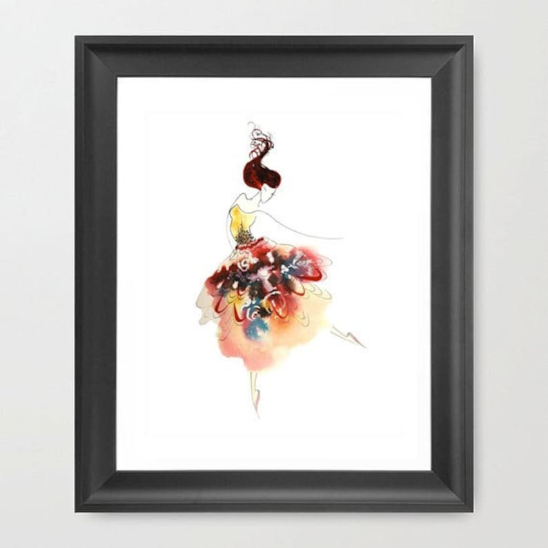 Tiny Dancer - Art Print Graceful Watercolor Painting Young Ballerina ...