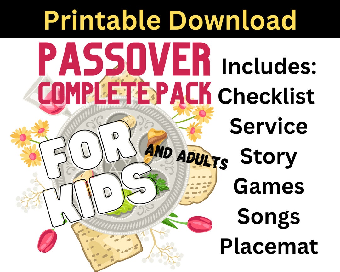Printable Passover Pack for Parents and Kids, Pesach Seder Night - Etsy