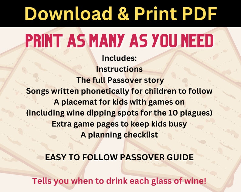 Printable Passover Pack for Parents and Kids, Pesach Seder Night - Etsy