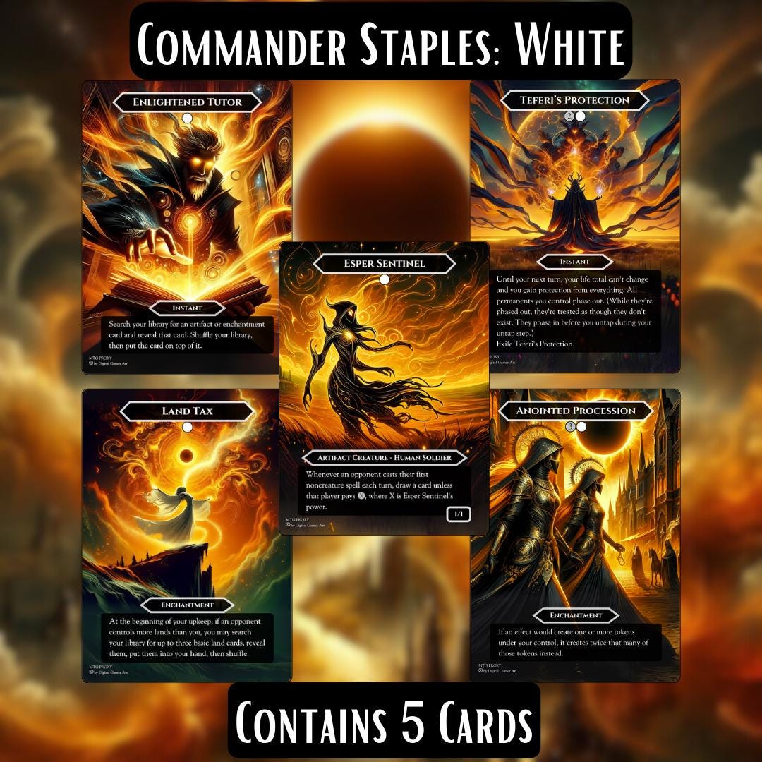 Commander EDH White Staples MTG Proxy Bundle. Magic the Gathering MTG Full Art Cards. - Etsy
