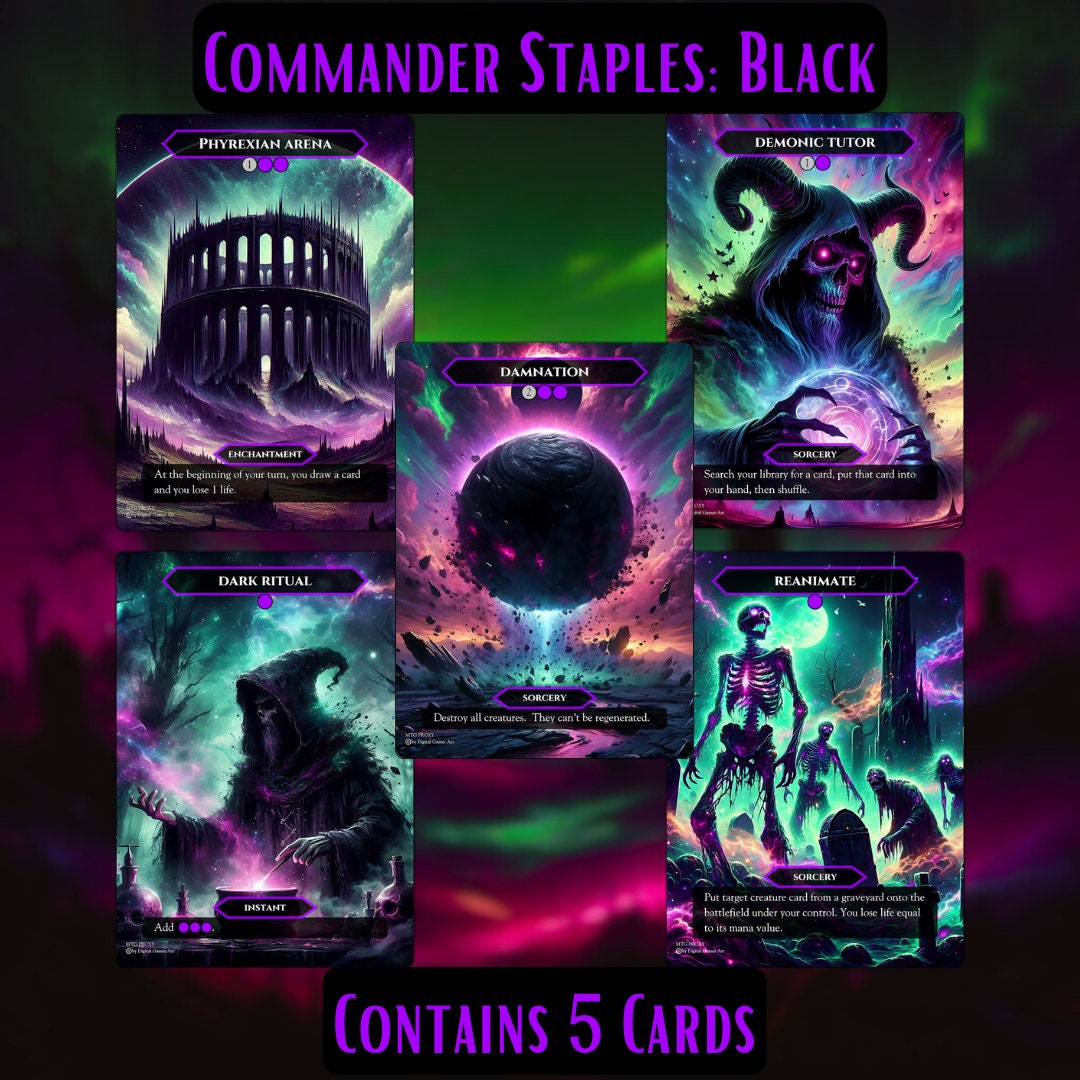Commander EDH Black Staples MTG Proxy Bundle. Magic the Gathering MTG ...