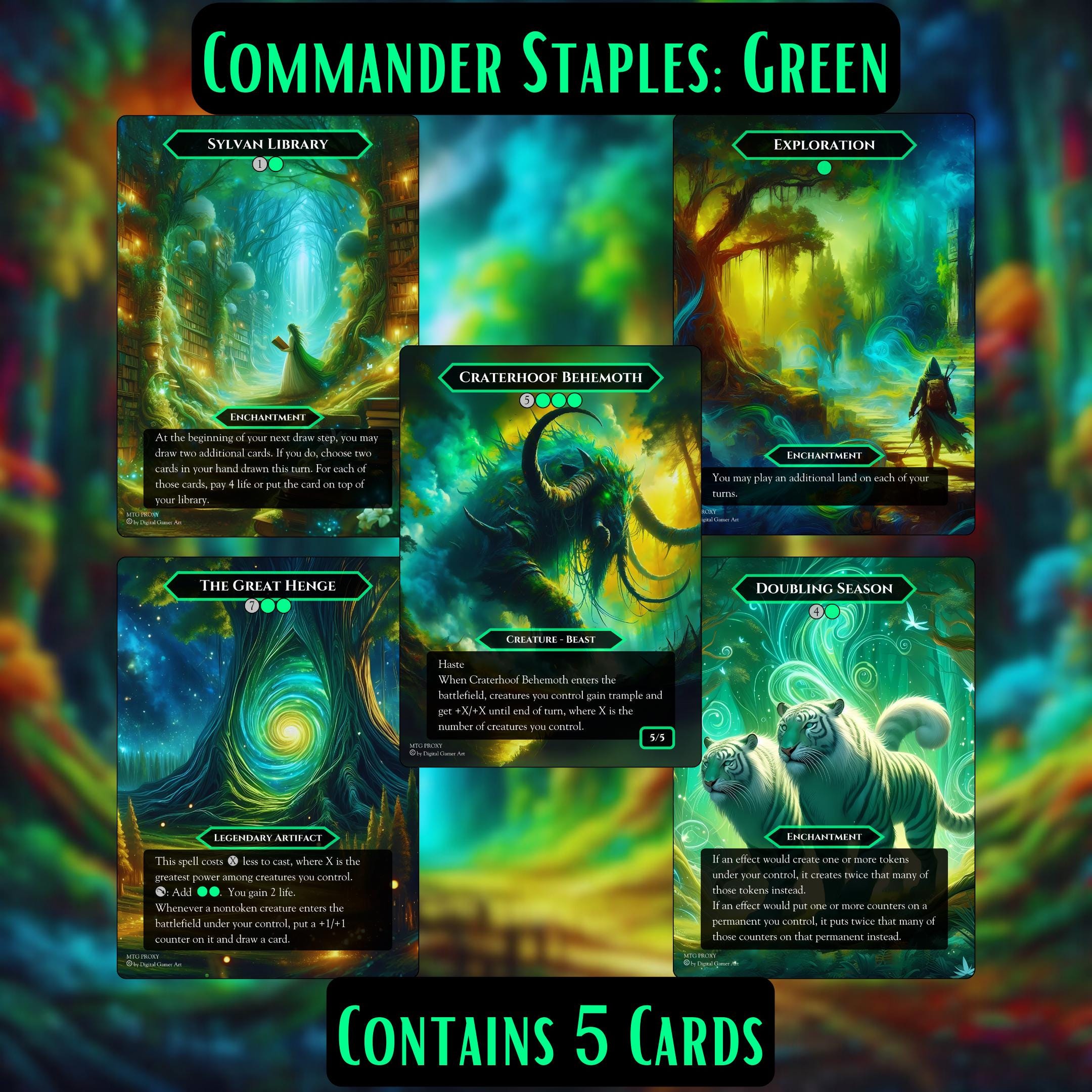 Commander EDH Green Staples MTG Proxy Bundle. Magic the Gathering MTG ...