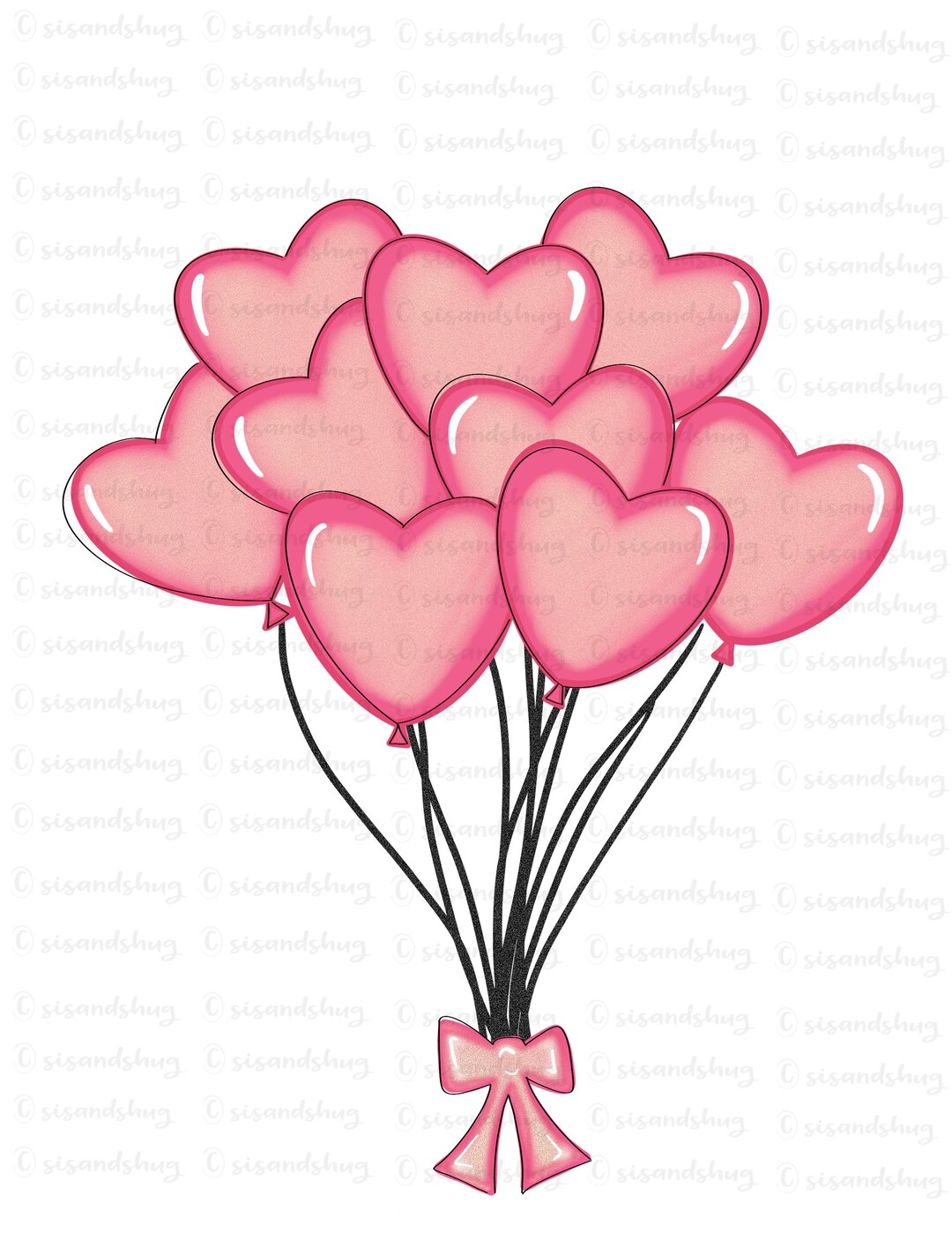 NEW Heart Balloons PNG | Hand Drawn | Design | Digital Download ...