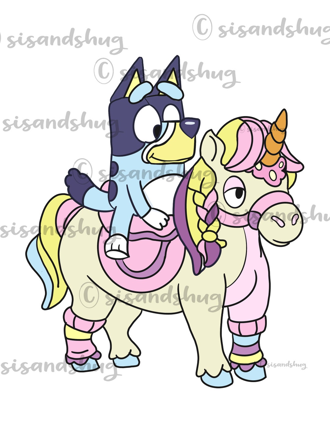 Bluey Unicorn PNG Sublimation PNG Hand Drawn Digital Download Printable ...