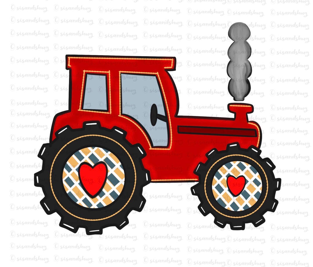 NEW Red Valentines Day Tractor PNG Hand Drawn Design Digital Download ...