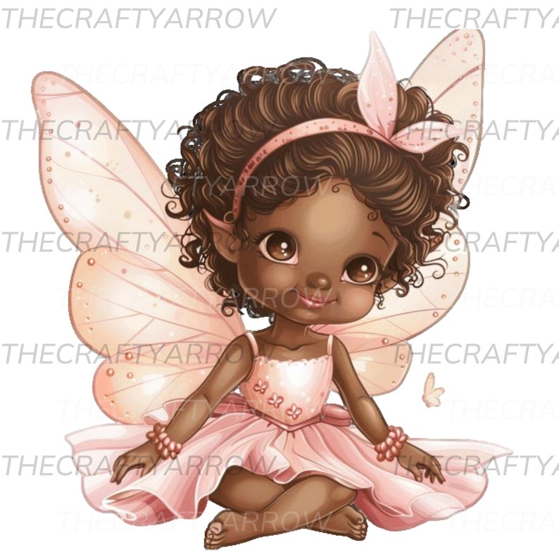 Little Black Fairy Girls PNG Sublimation Fairy Girl Clipart Black Fairy ...