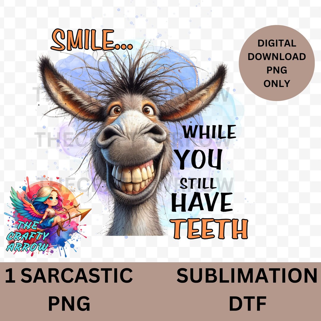 Donkey, Sublimation Download, PNG, Sarcastic Donkey PNG, Sublimation ...