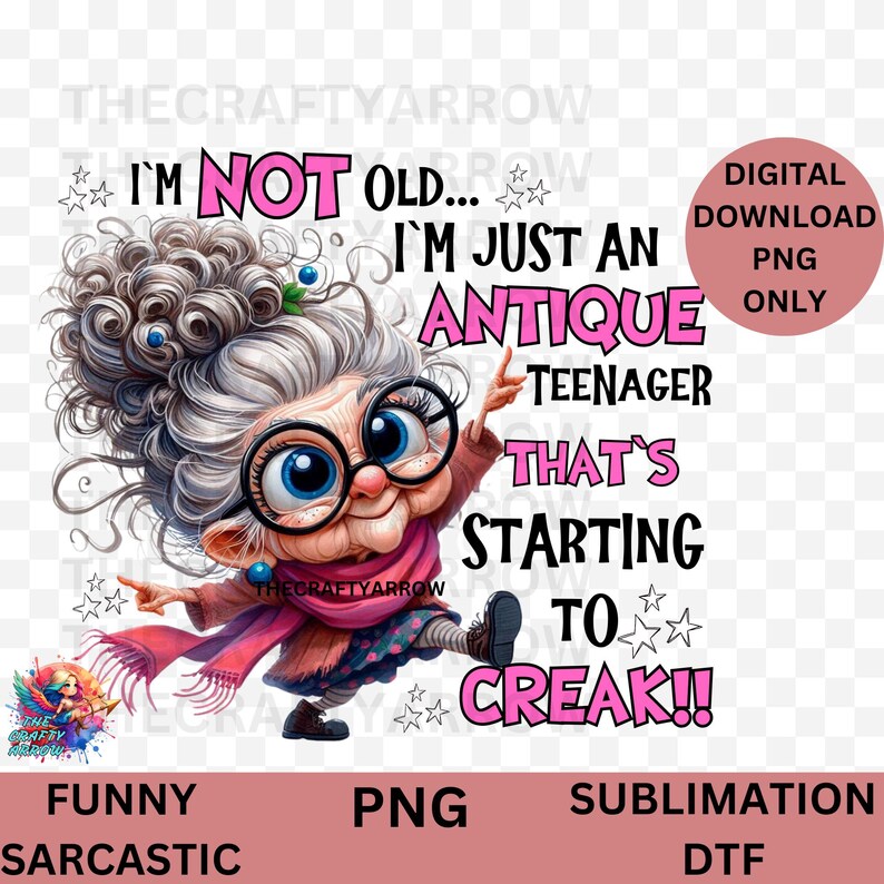 Crazy Old Grandma PNG, Sublimation Design, Funny Grandma, Cute ...