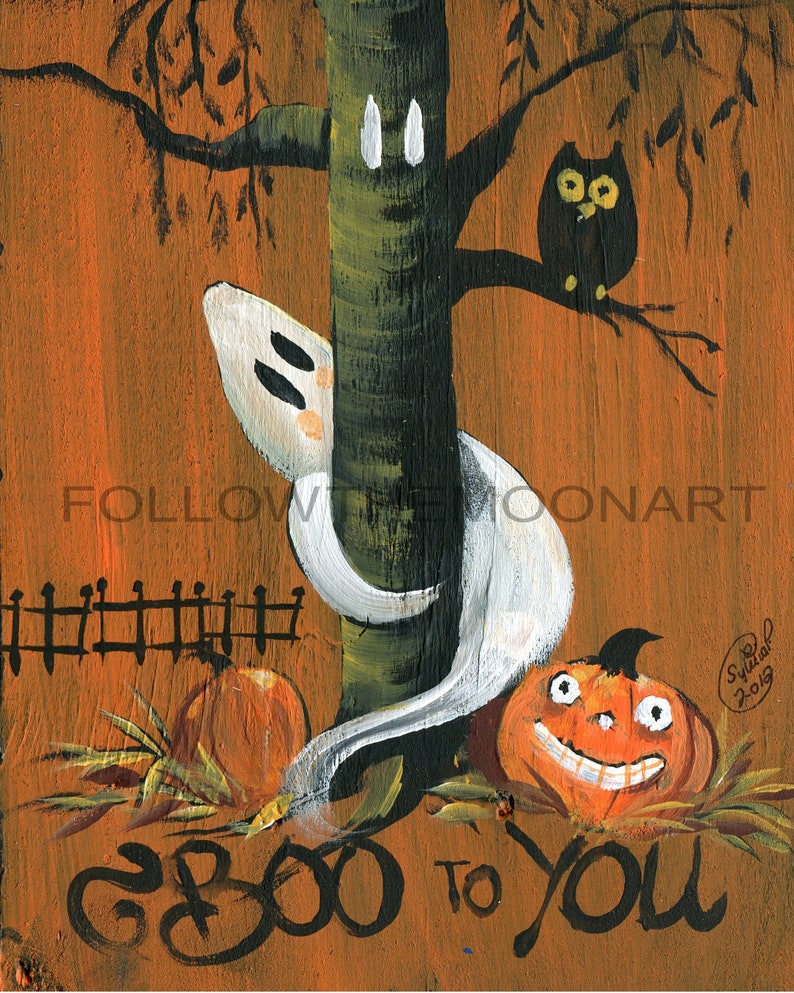 Boo to You Halloween Ghost & Jack O Lantern Wall Art Print - Etsy