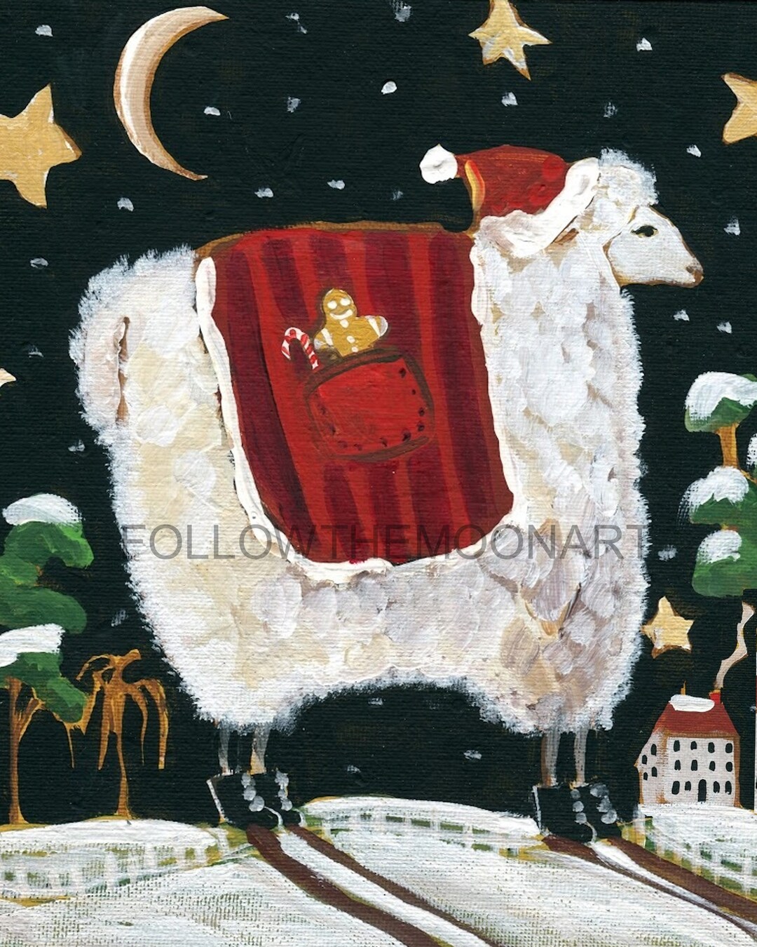 Christmas Santa Claus Sheep Snow Country Art Print - Etsy
