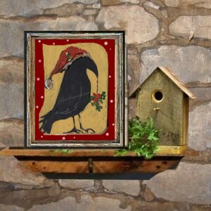 Santa Claus Country Crow Christmas Art Print - Etsy
