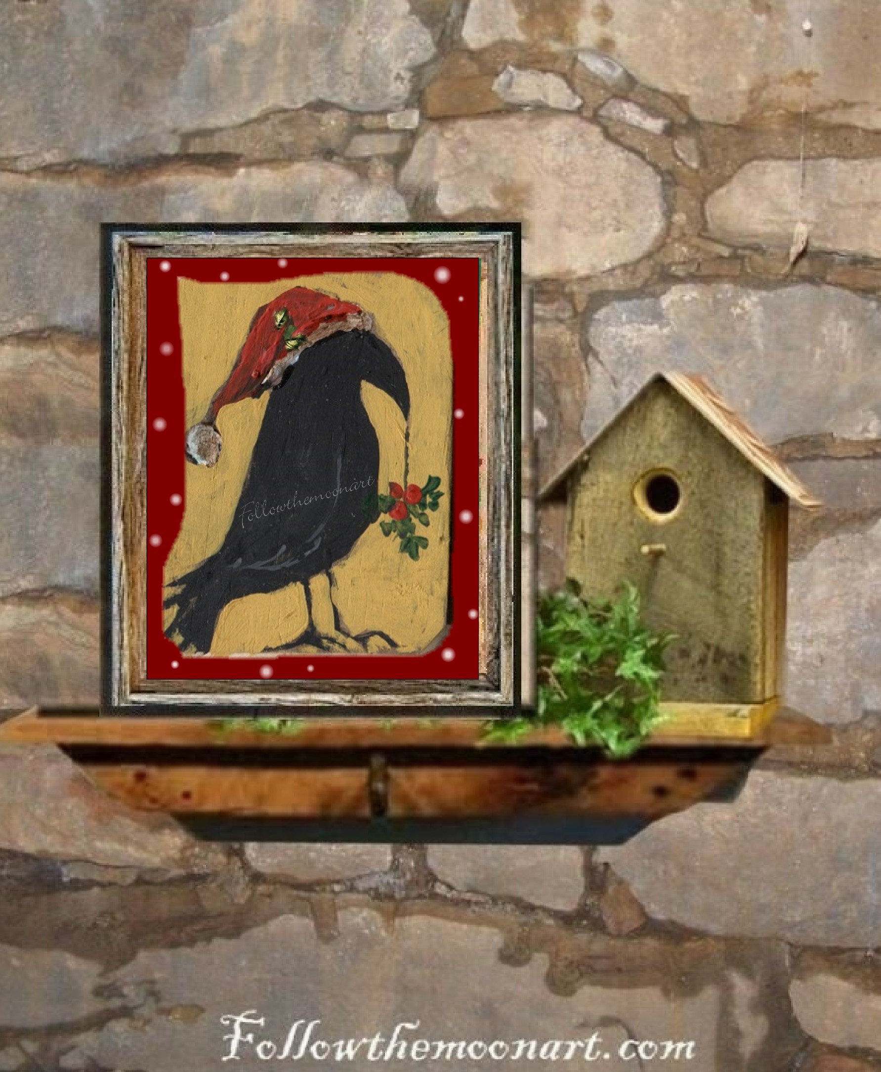 Santa Claus Country Crow Christmas Art Print - Etsy