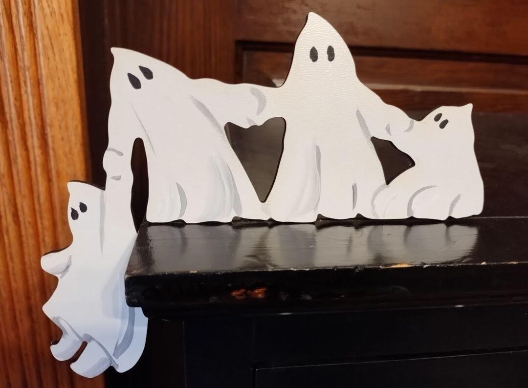 4 Friends Corner Halloween Ghosts SVG File for CNC, Laser Glow Forge ...