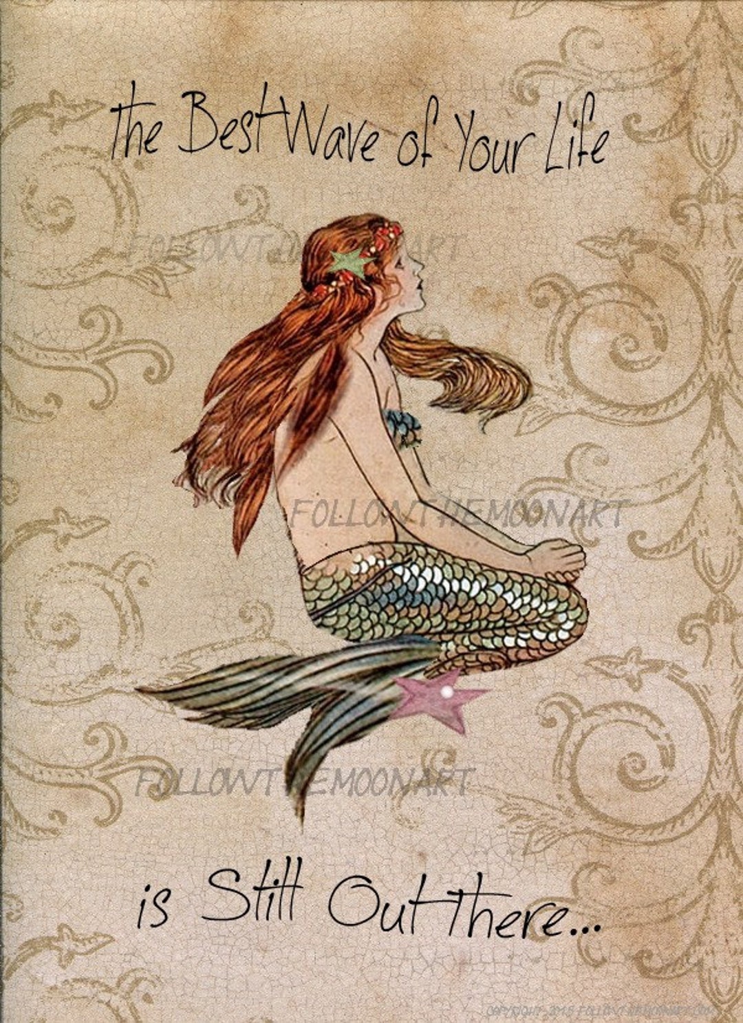 The Best Wave of Your Life is Still Out There Vintage Mermaid Nautical ...