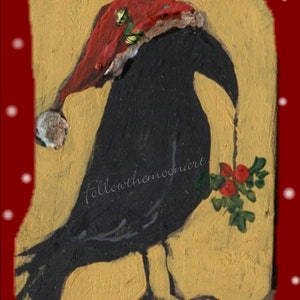 Santa Claus Country Crow Christmas Art Print - Etsy