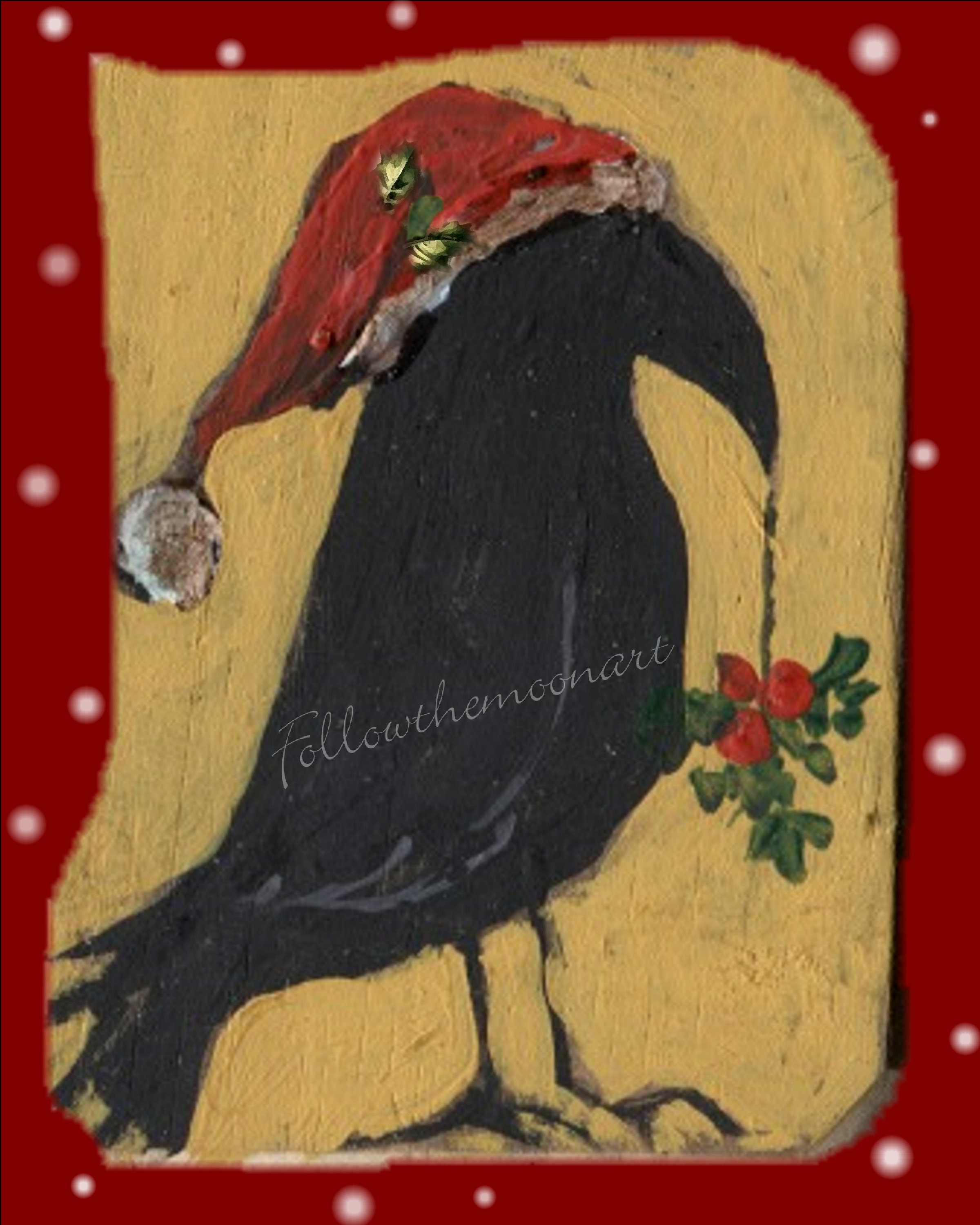 Santa Claus Country Crow Christmas Art Print - Etsy