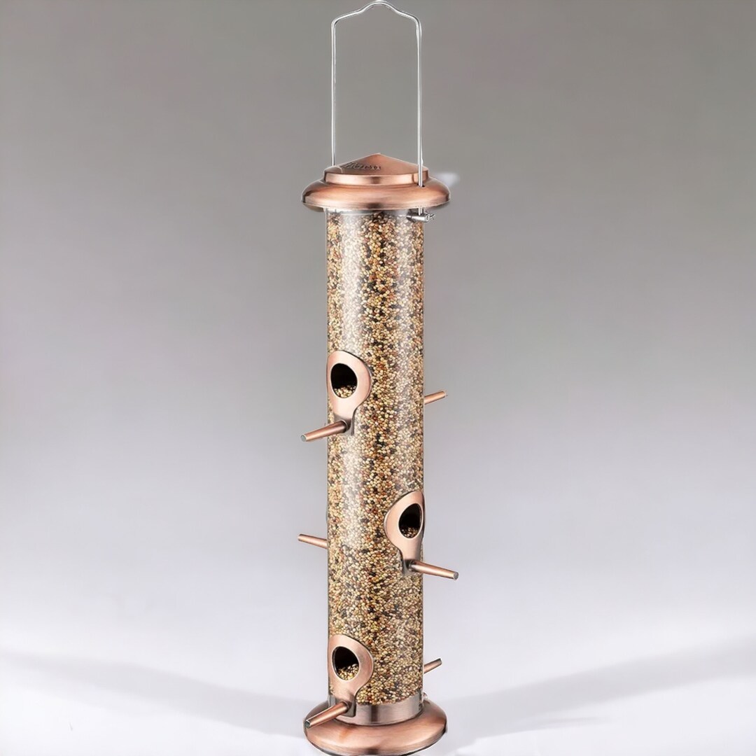 Brushed Copper Metal Bird Feeder for Outdoors Hanging 6-port Feeder ...