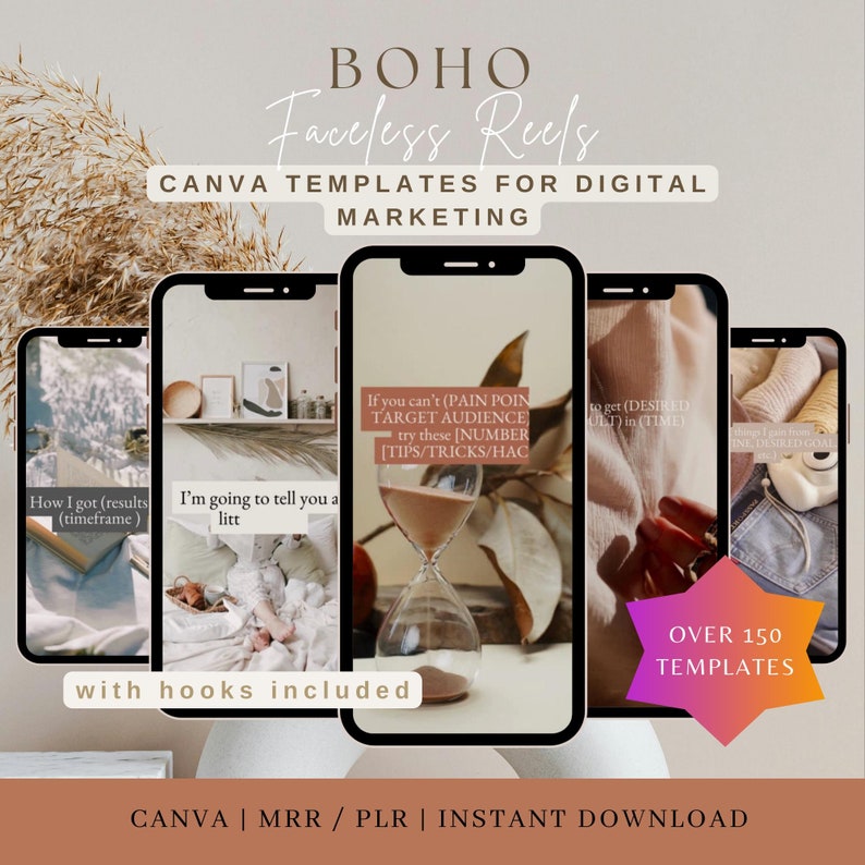 Boho Aesthetic Faceless Reels With Hooks | Done for You PLR Digital ...