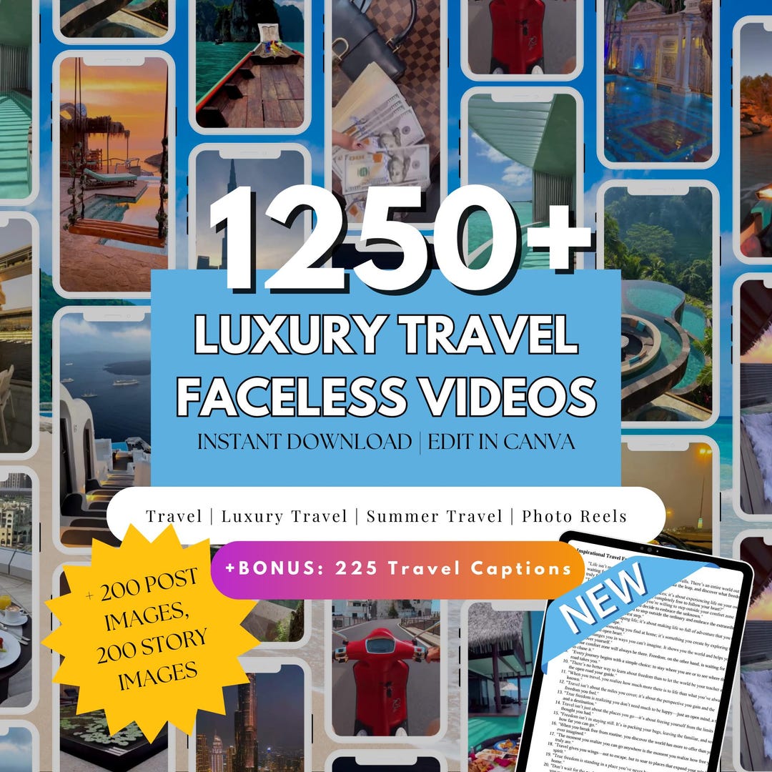 Faceless Travel Reels Bundle, Luxury Beach Vacation MRR PLR Content ...
