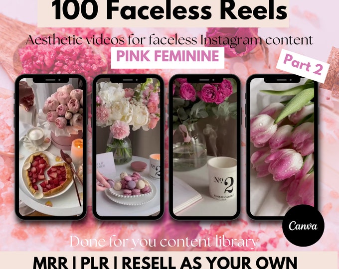 100 Pink Aesthetic Faceless Videos | Master Resell Rights | Instagram ...