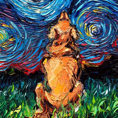 German Shepherd Starry Night Dog Art CANVAS Print by Aja - Etsy