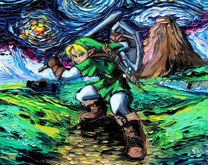 Starry Night Art Print Van Gogh Never Saw Hyrule by Aja 8x8 - Etsy