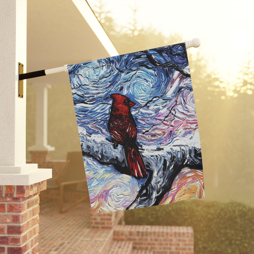 Yard and House Flags Cardinal Winter Bird Double Sided Printing Art by ...