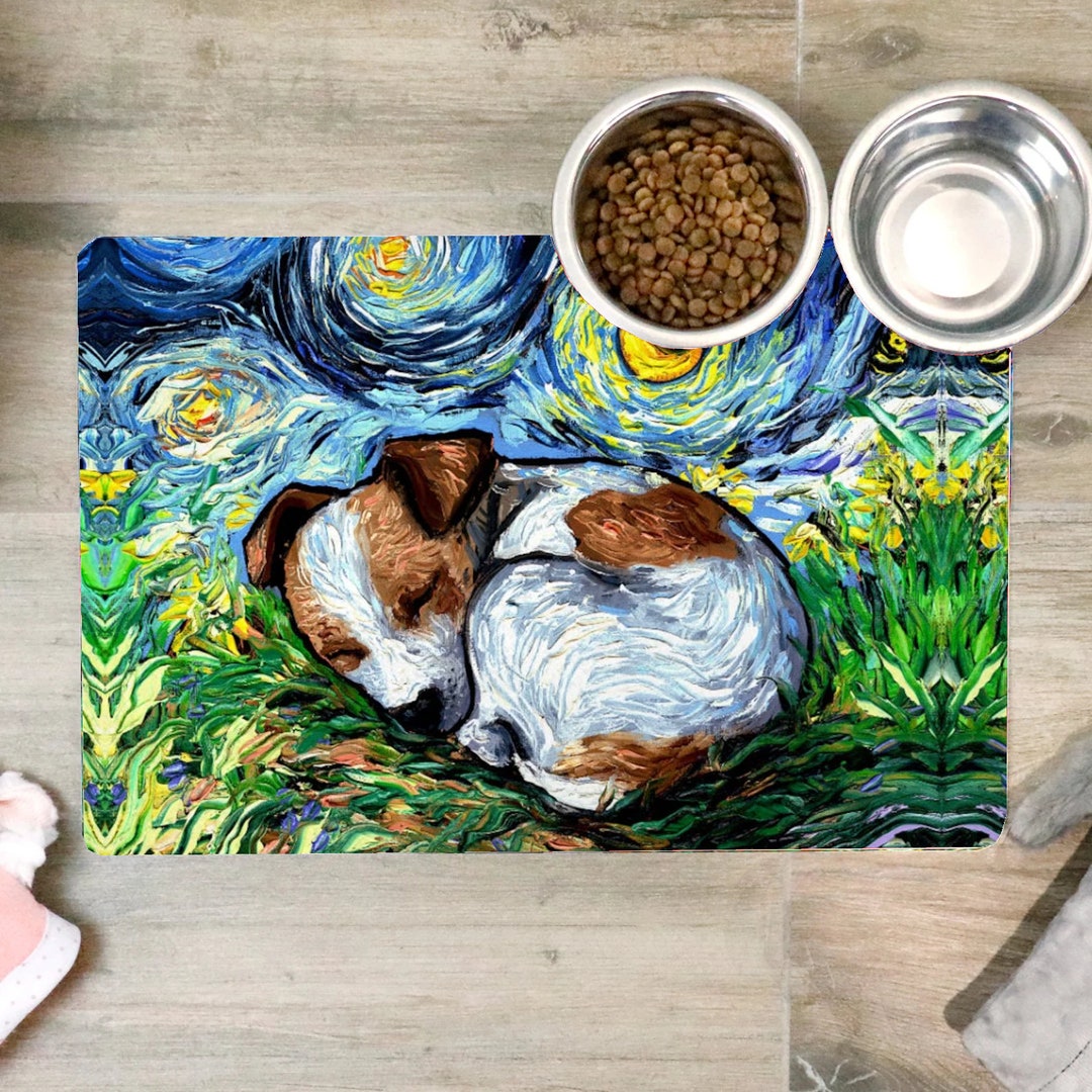 Pet Mat Sleeping Jack Russell Terrier Puppy Starry Night Dog Feeding ...