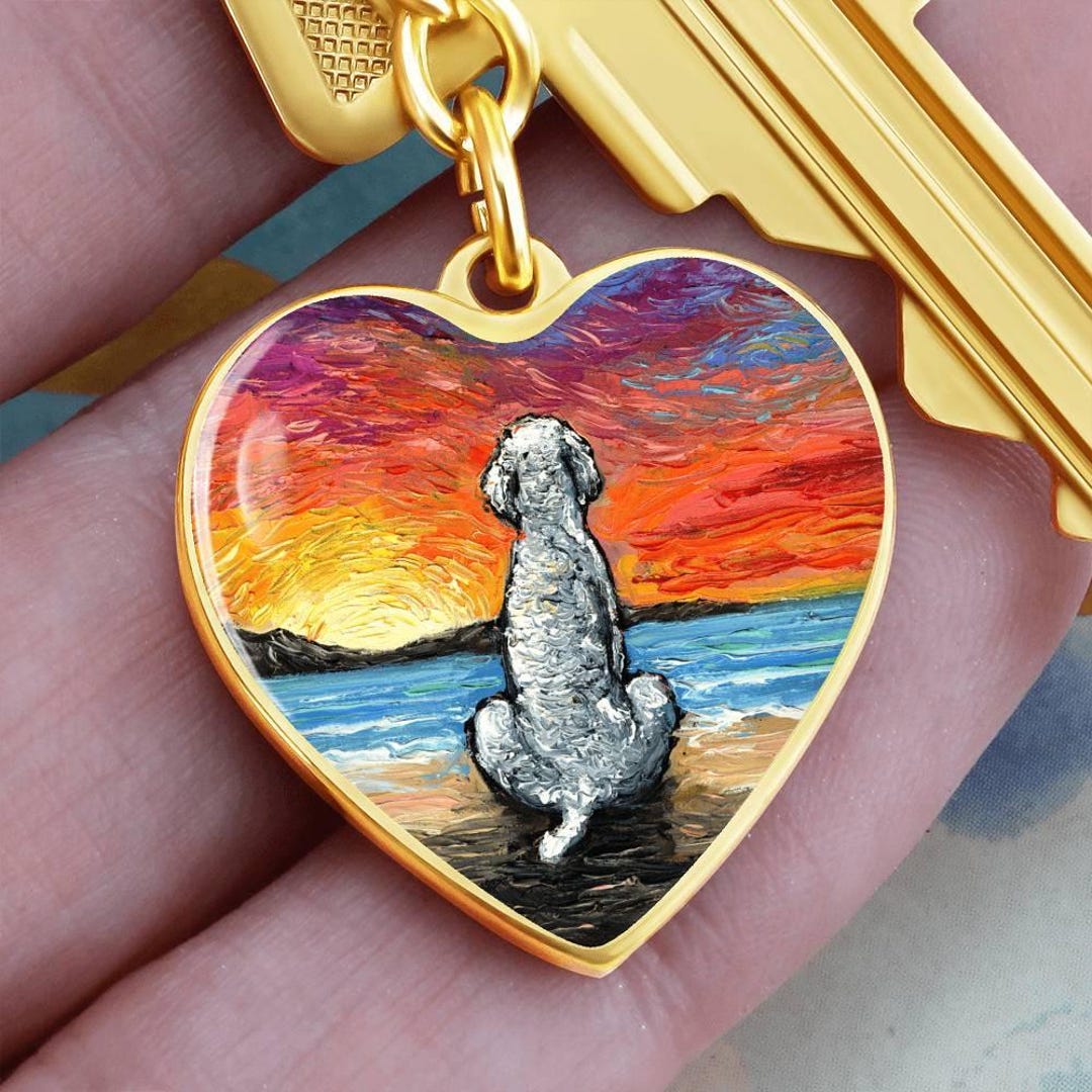 Engraved Poodle Keychain, Beach Art Dog Keyring, Custom Pet Memorial - Etsy