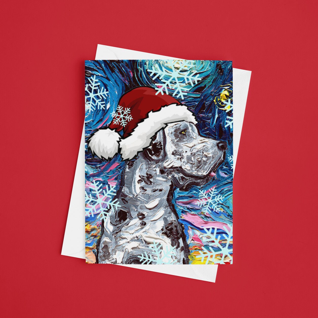 Merle Great Dane Starry Night Dog Christmas Folded Greeting - Etsy