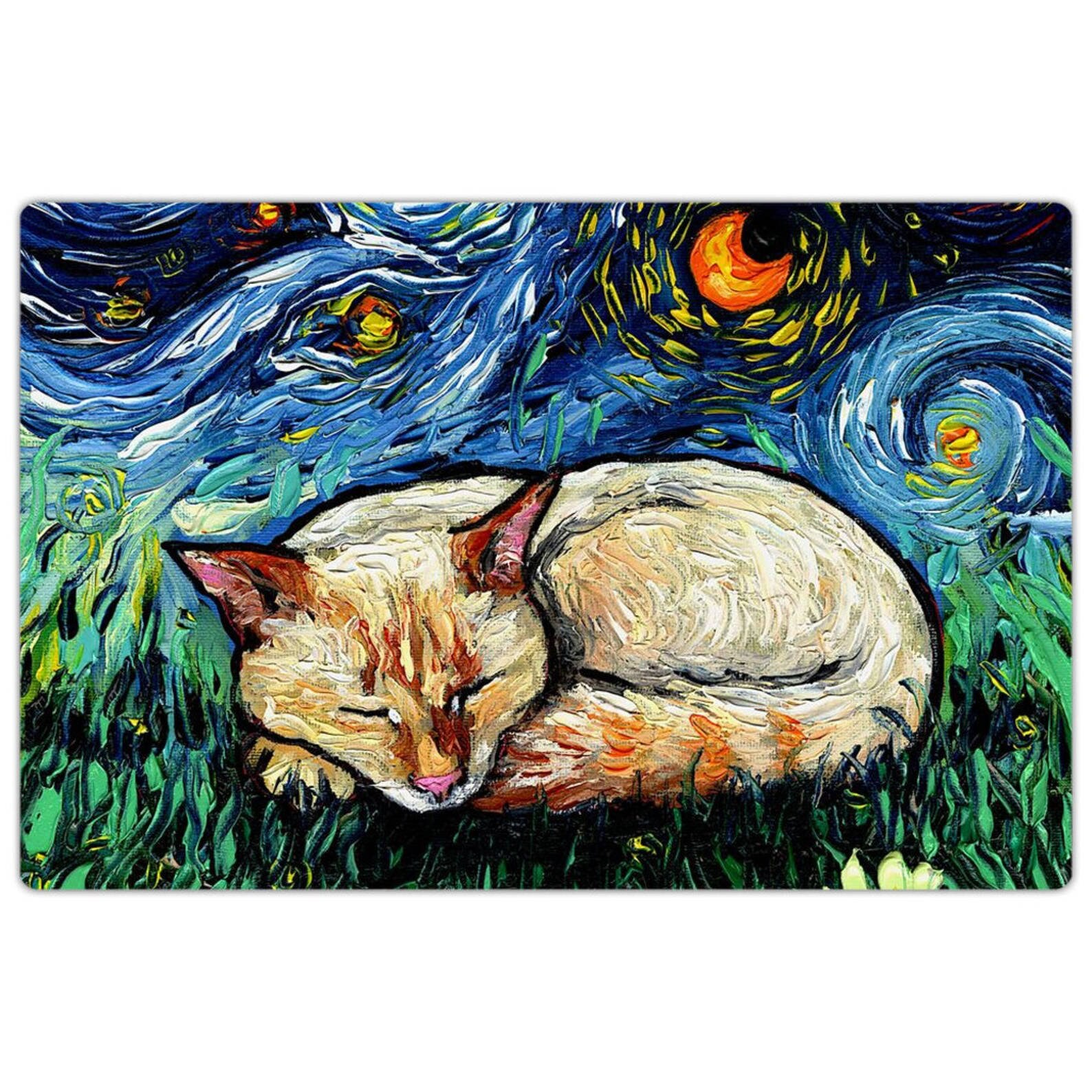 Magnet Sleeping Flame Point Siamese Cat Art Animal - Etsy