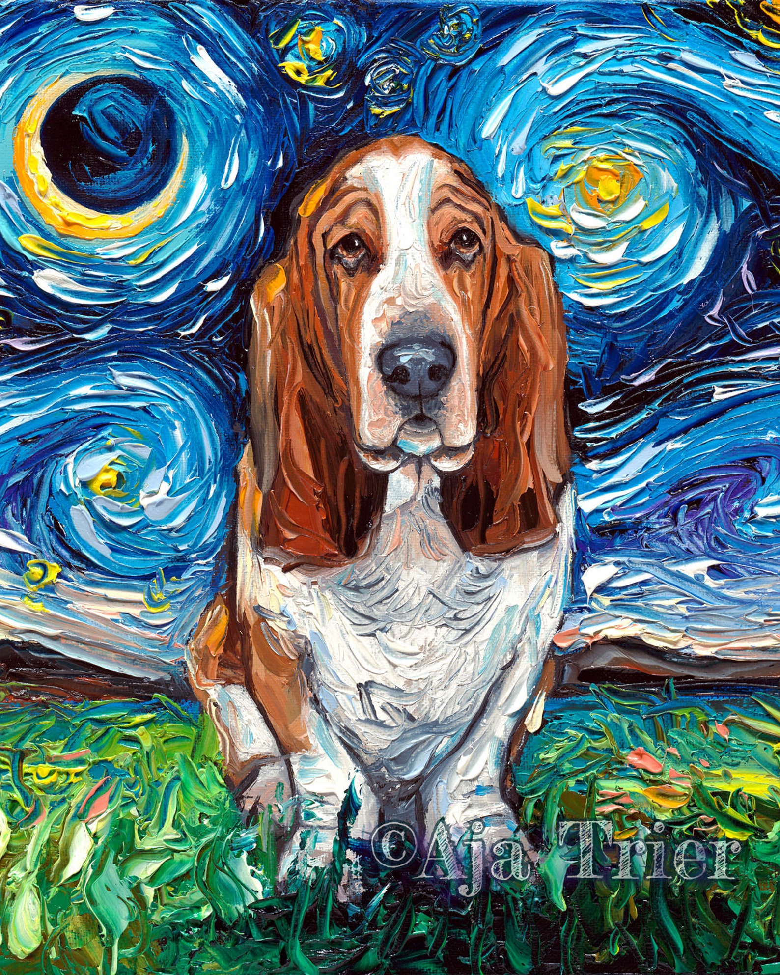 Basset Hound Starry Night Art Print, Dog Lover Gift - Etsy