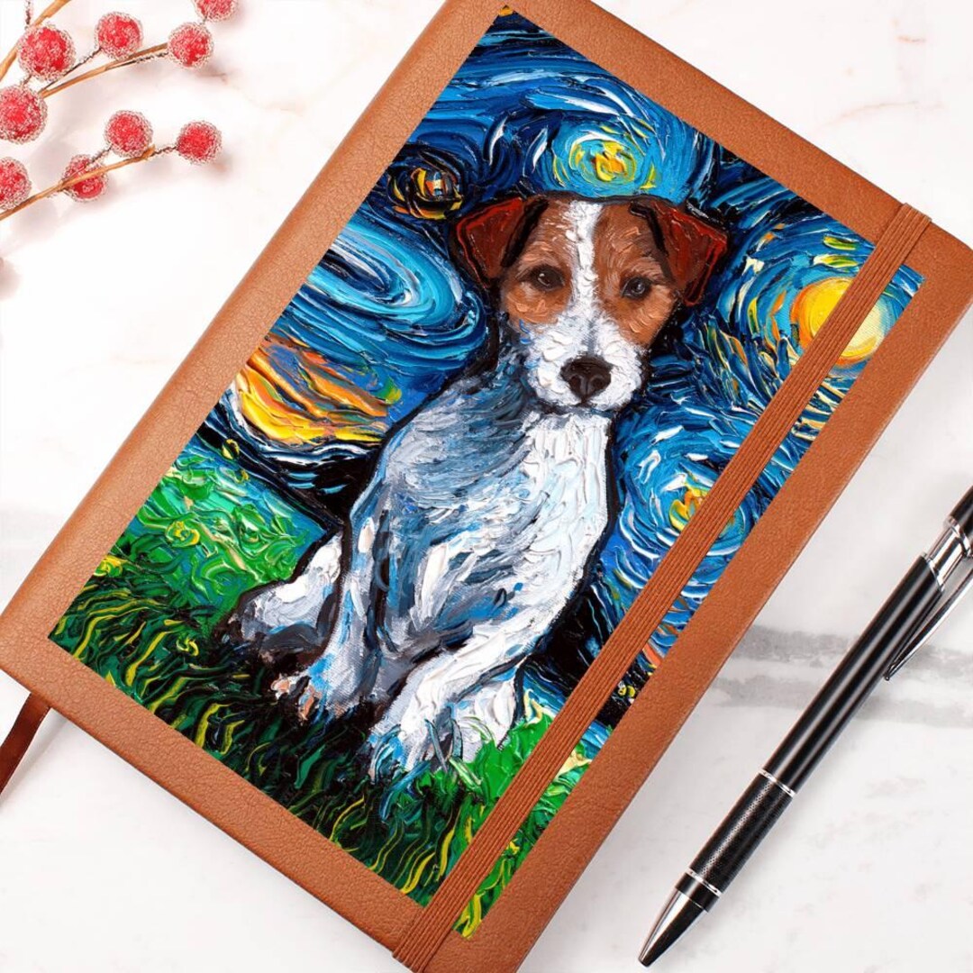 Leather Journal Jack Russell Terrier Starry Night Diary Writing Book ...