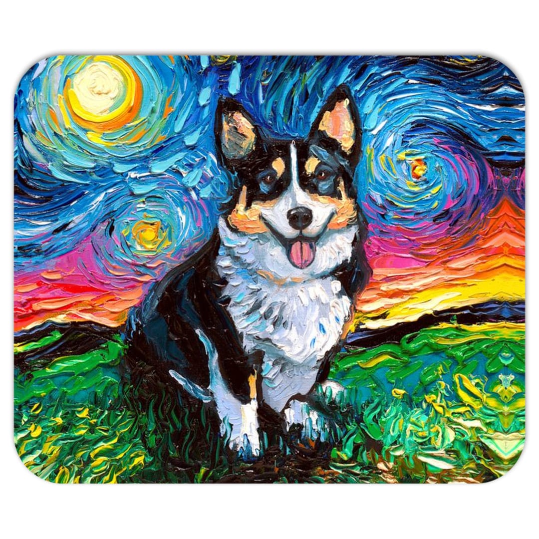 Mousepad Tri Color Pembroke Welsh Corgi Starry Night Dog Computer Desk ...