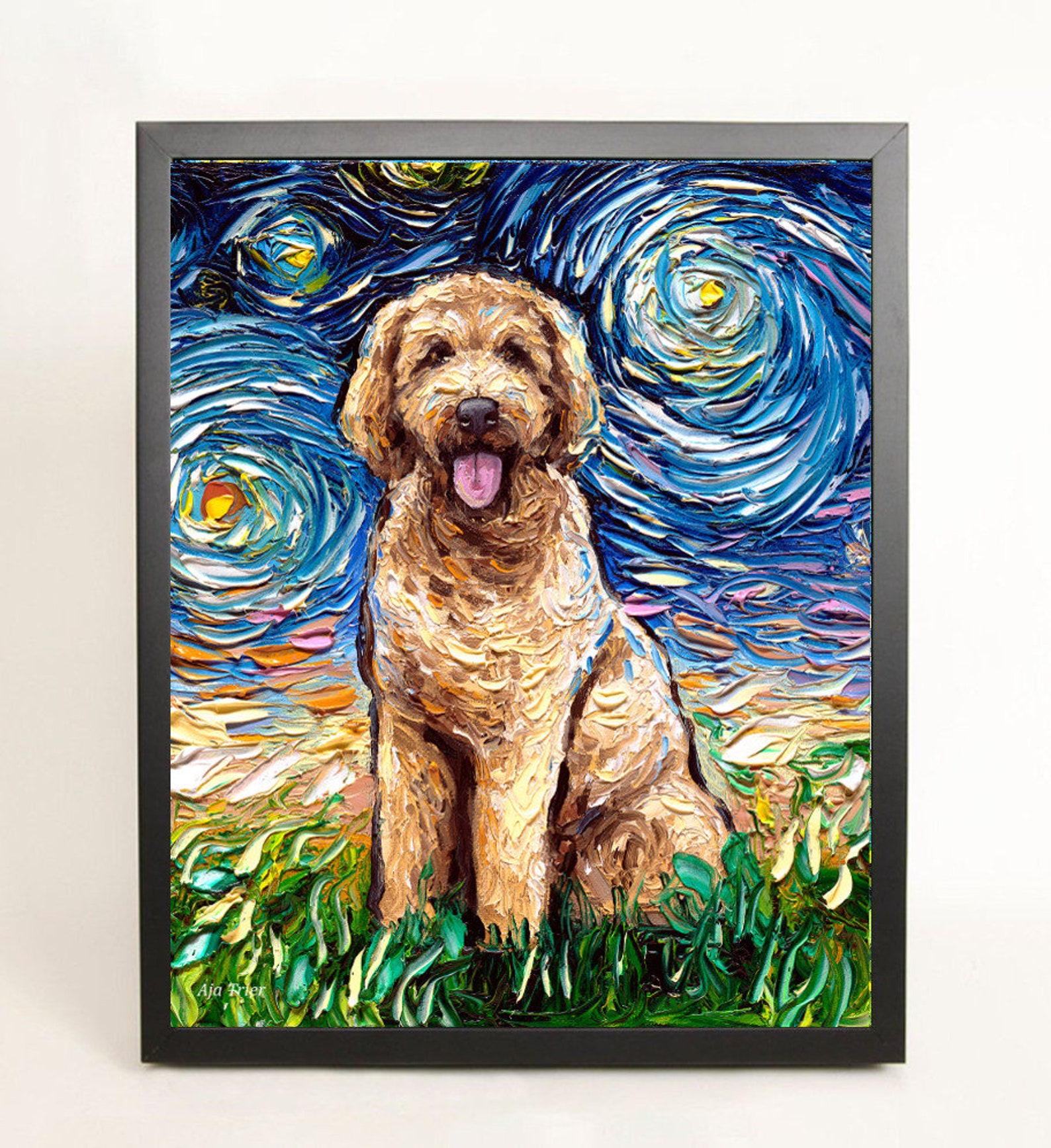 Ready to Hang Art Goldendoodle Dog Black Frame CANVAS Print - Etsy