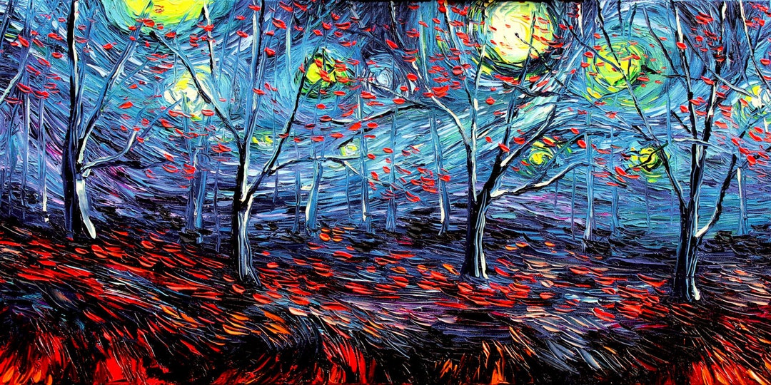 Panorama Landscape Starry Night CANVAS Print October Rust Art by Aja ...