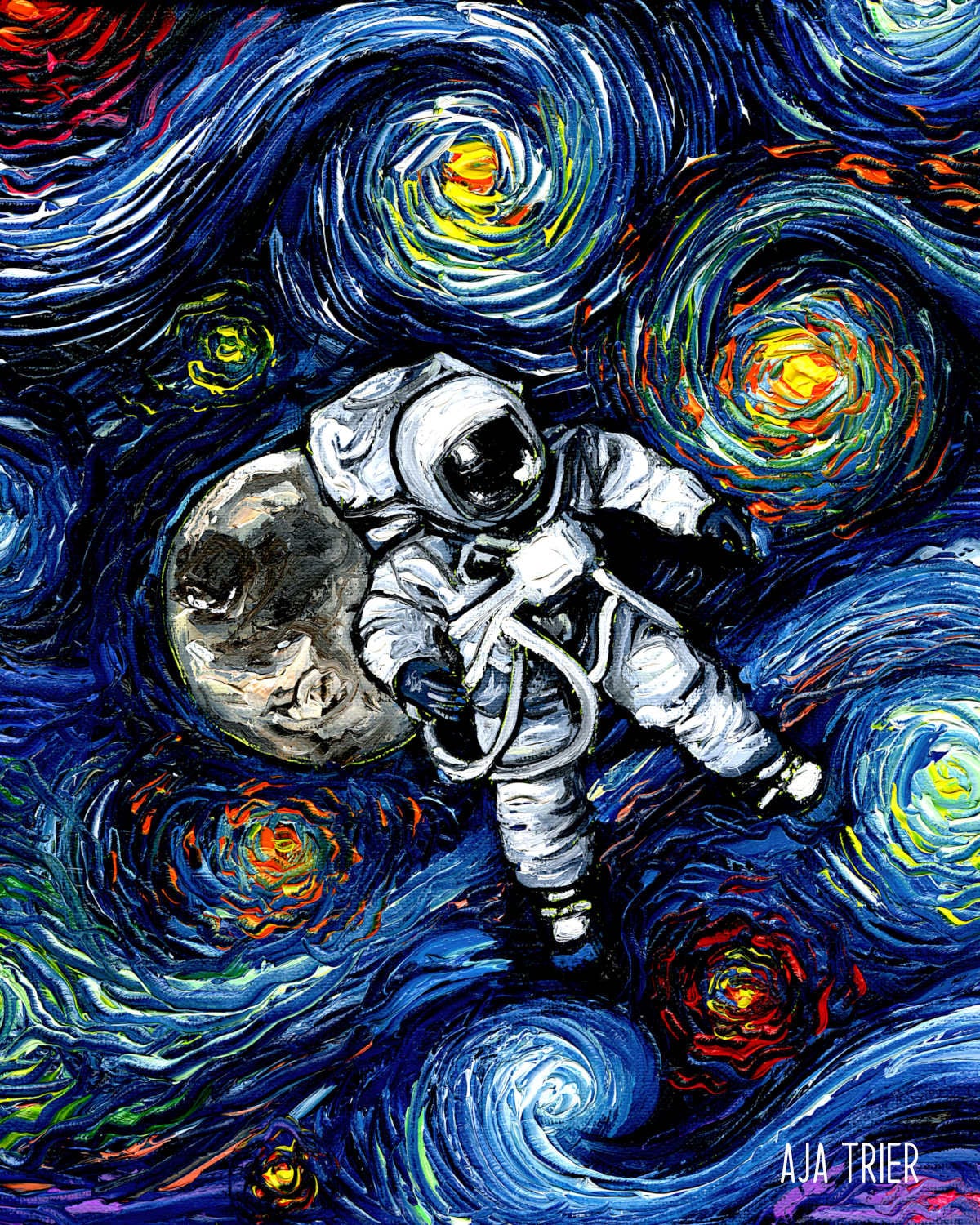 Astronaut in Space Art Starry Night Astronomy Art Print Gift - Etsy