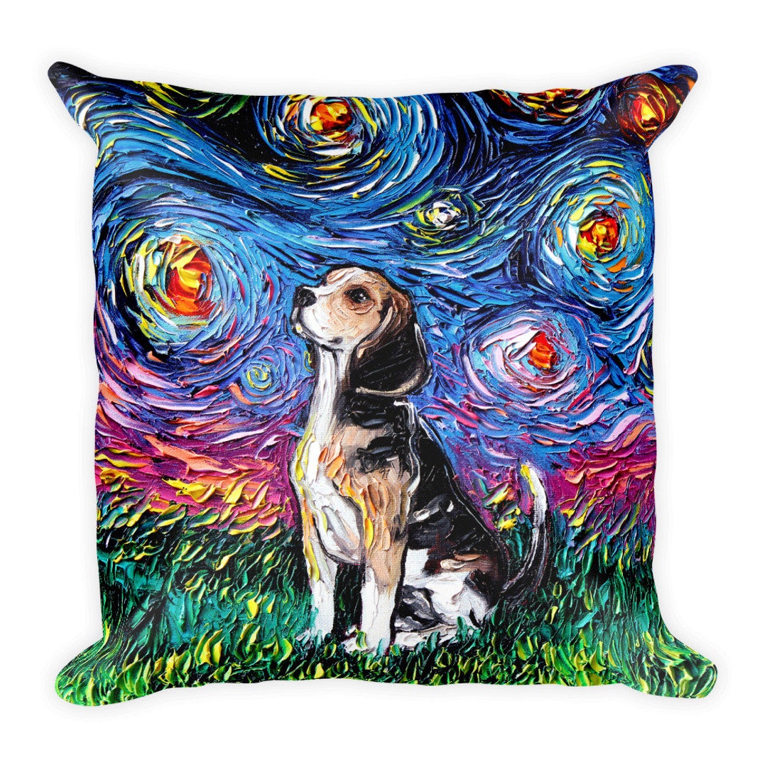 Beagle Dog Lover Starry Night Basic Throw Pillow Art by Aja 18x18 Inch Cover 16x16 Inches ...