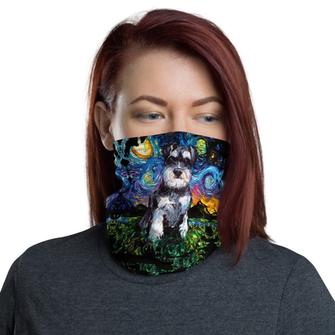 Schnauzer Dog Starry Night Art Face Mask Face Shield Washable - Etsy