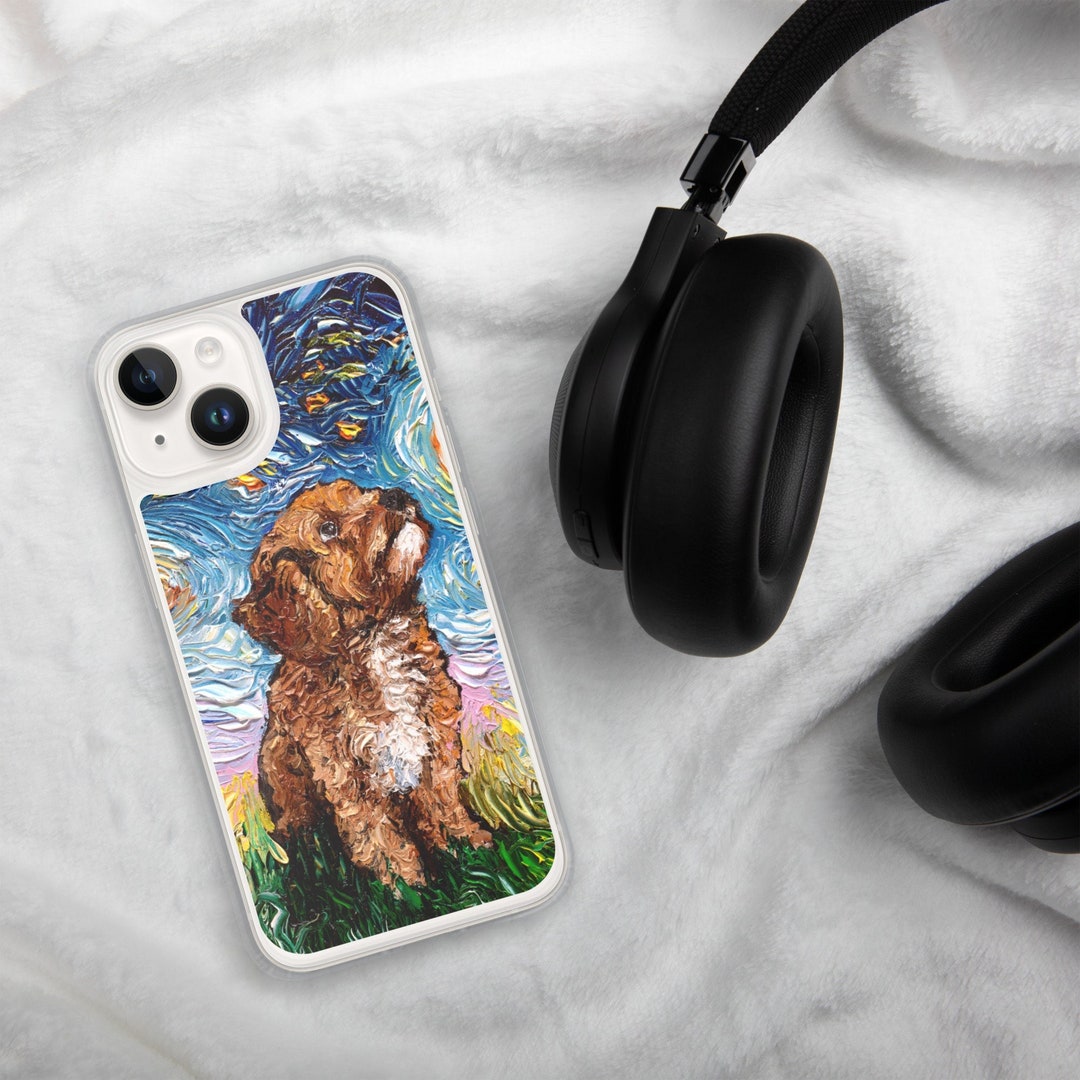 Cavapoo Starry Night iPhone Case Dog Lover Cute Fluffy Pup Art by Aja ...