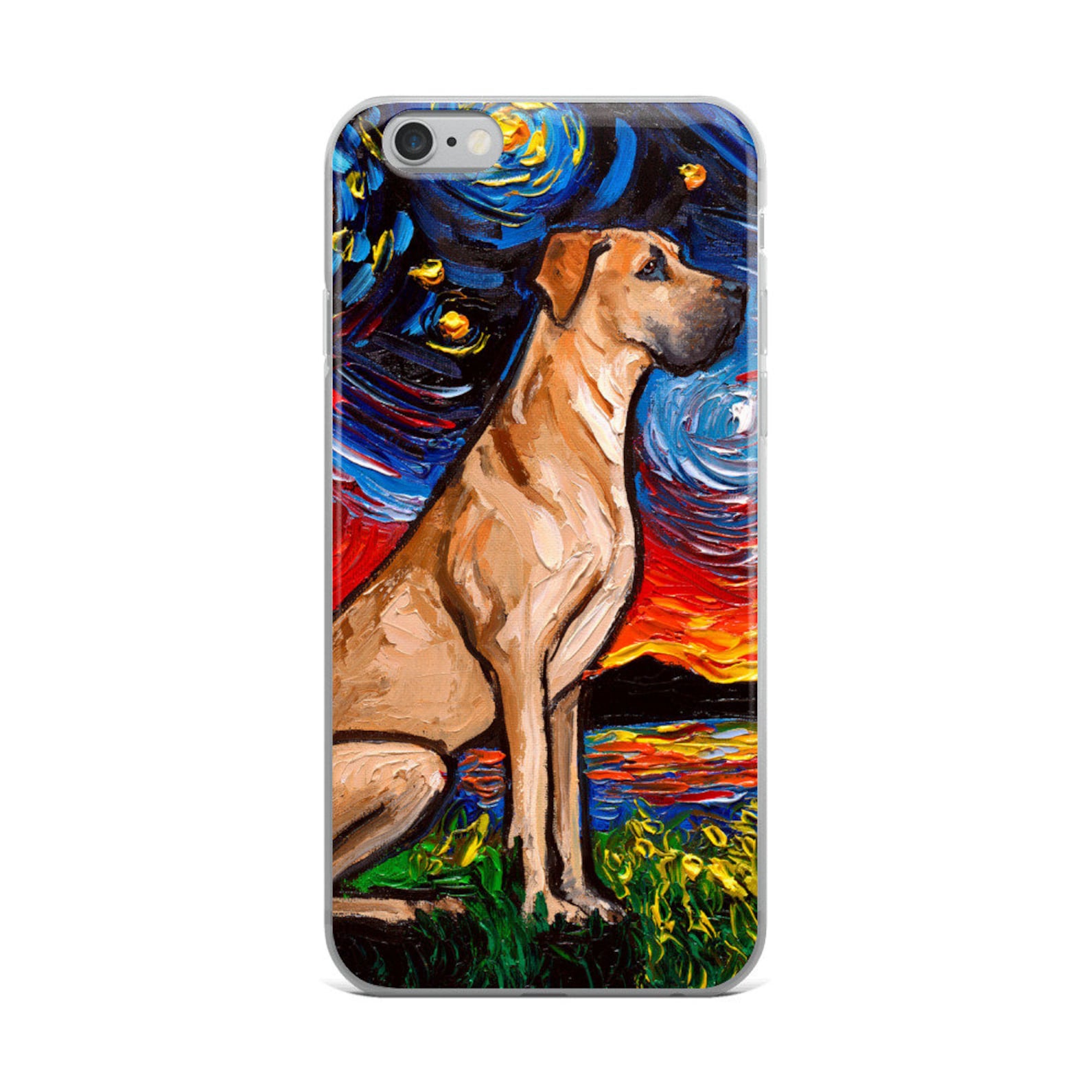 Fawn Great Dane Night iPhone Case Dog Lover Phone Case Protector Art by ...