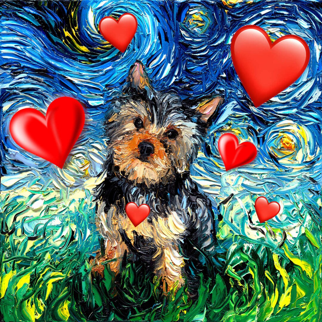 Digital Download Yorkshire Terrier Yorkie Dog Valentine Starry Night ...