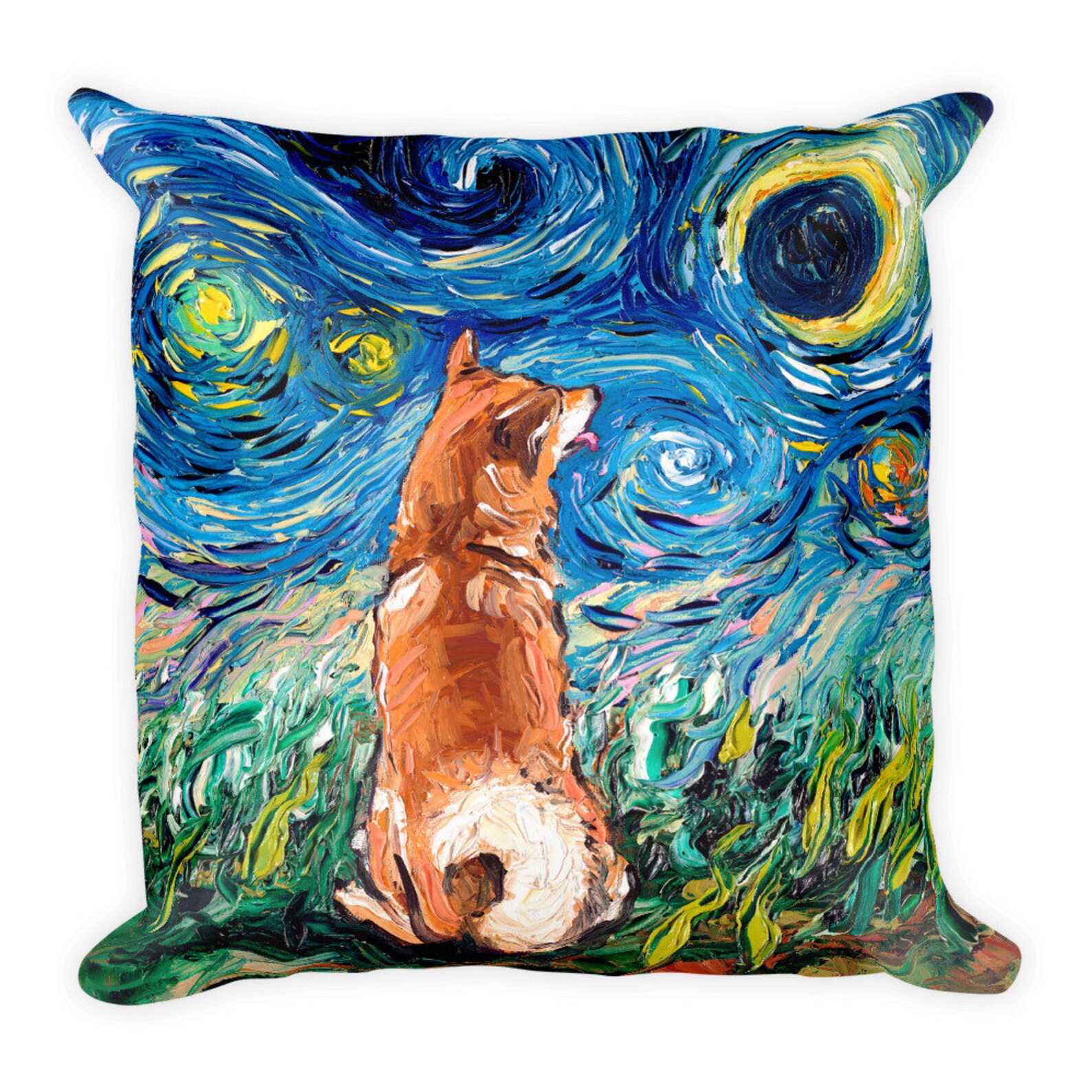 Shiba Inu Dog Lover Starry Night Basic Throw Pillow Art by Aja - Etsy