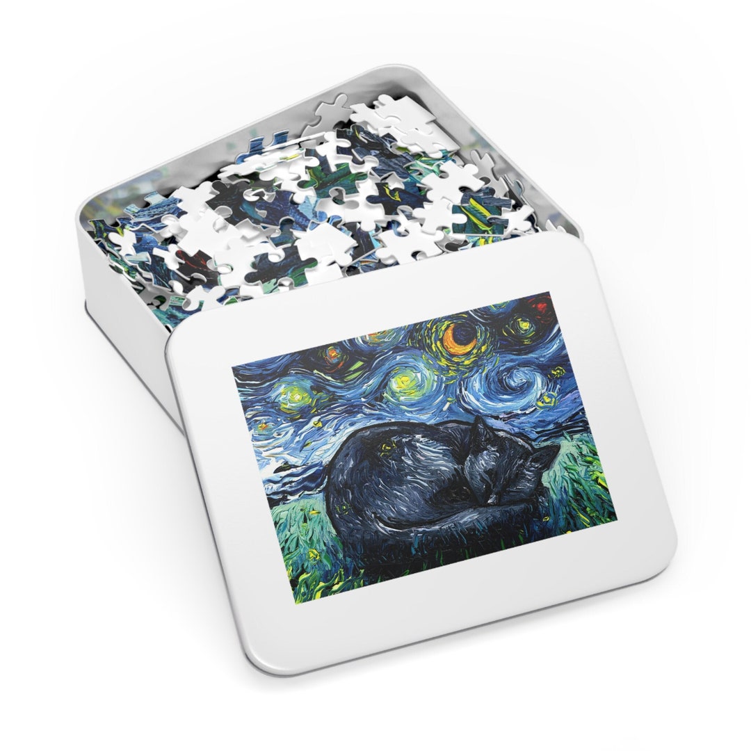 Puzzle Sleeping Black Cat Starry Night 110 252 or 500 Piece Puzzles in ...
