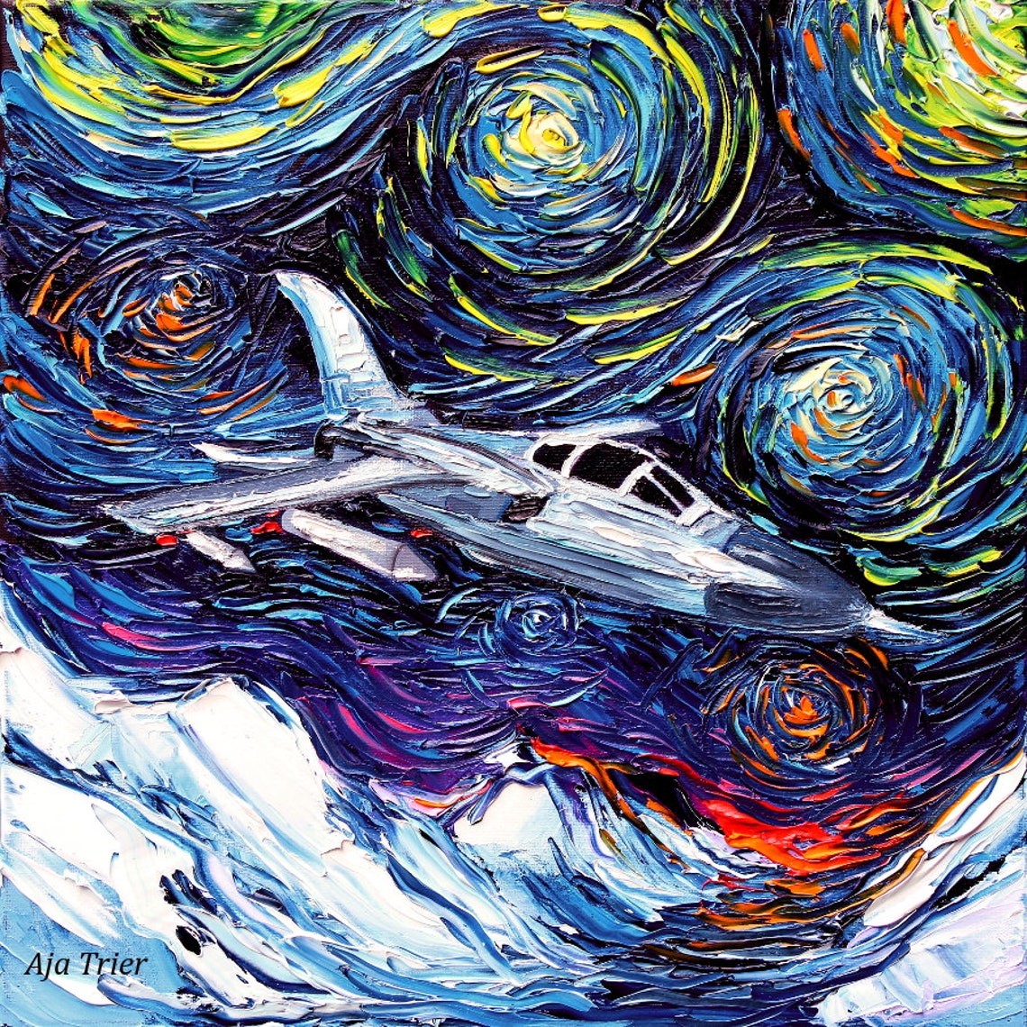 Fighter Jet Airplane Art Print the Mission by Aja 8x8 - Etsy