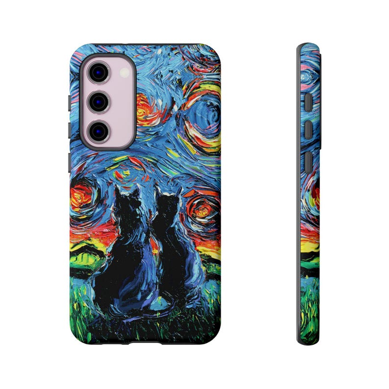 Black Cats Phone Case iPhone Samsung Pixel Starry Night Art Phone ...