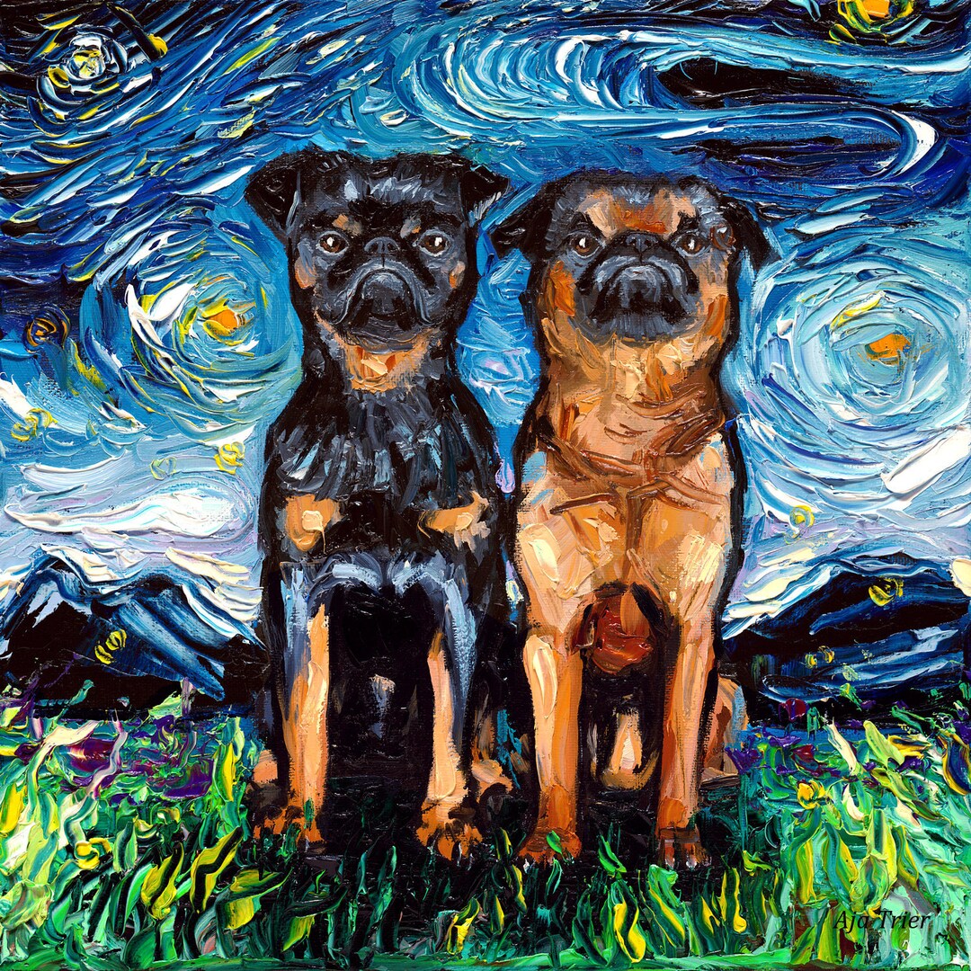 Petit Brabancon Art Starry Night Art Print Brussels Griffon Dog Art by ...